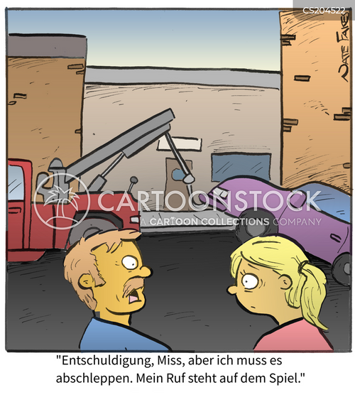 Cartoons und Karikaturen mit Abschleppen