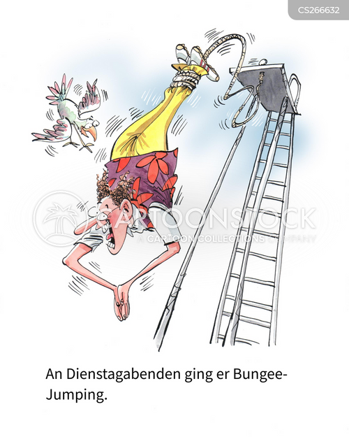 Cartoons und Karikaturen mit Bungeesprung