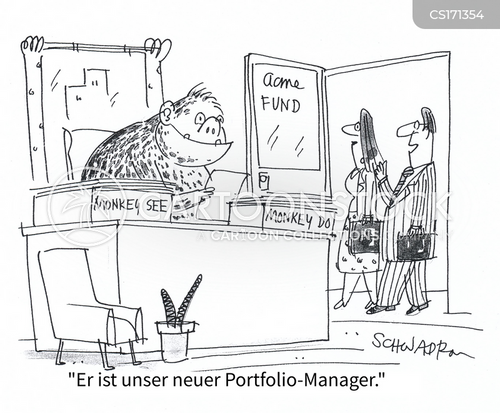 Cartoons und Karikaturen mit Portfolio-manager