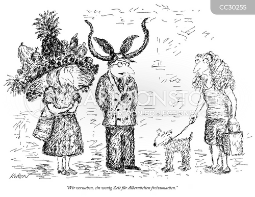 Cartoons und Karikaturen mit Hüte Drinnen Tragen