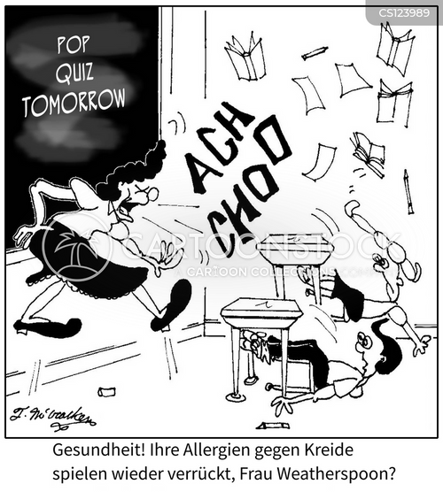 Cartoons und Karikaturen mit Kreidestaub