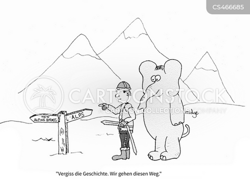 Cartoons und Karikaturen mit Alpen