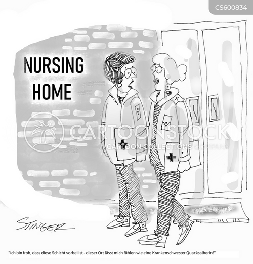 Cartoons und Karikaturen mit Pflegepersonal