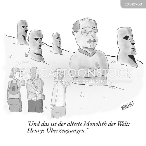 Cartoons und Karikaturen mit Monolith-anbetung