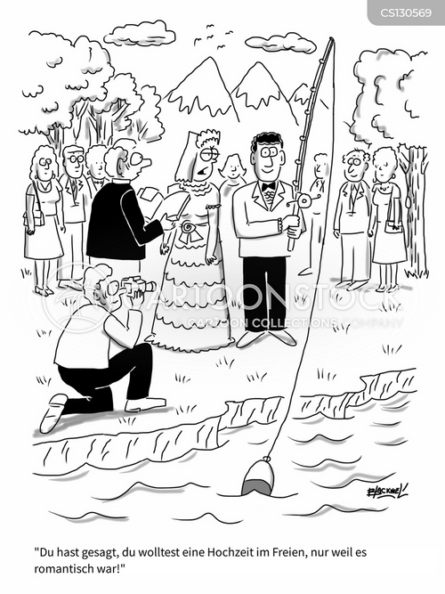 Cartoons und Karikaturen mit Hochzeit Im Freien