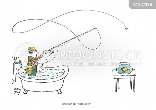 Cartoons und Karikaturen mit Angeln Hobby