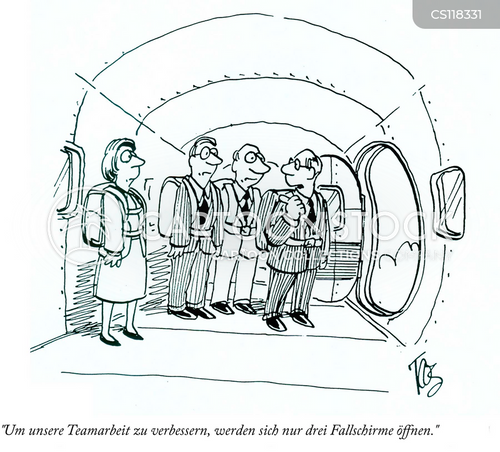 Cartoons und Karikaturen mit Fallschirmspringen