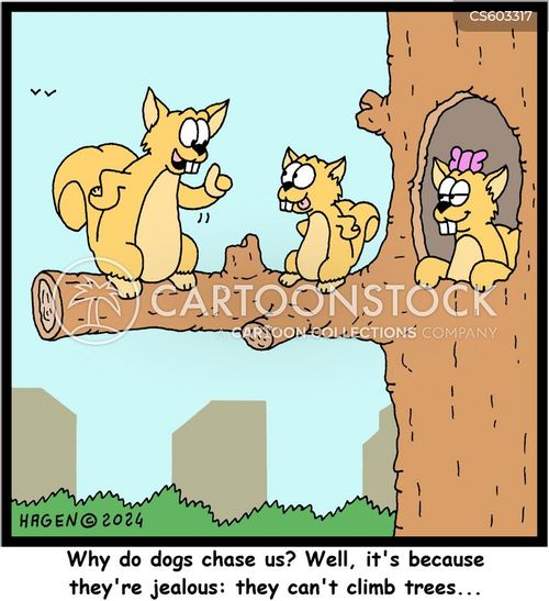 Cartoon Of Animals Told To Climb A Tree