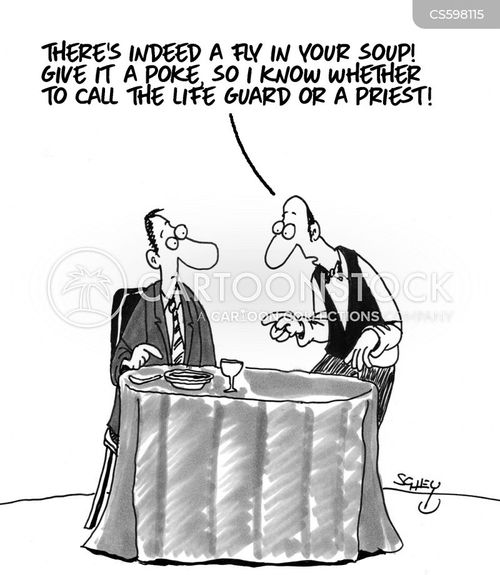 Waiter Humor Cartoons Poster Funny Waiter With Red Wine. Cartoon And