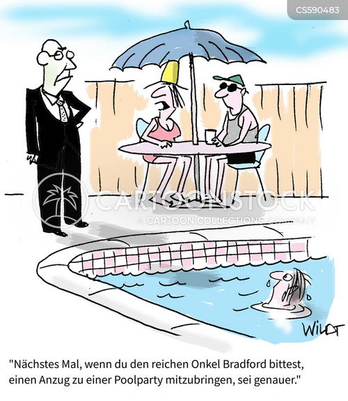 Cartoons und Karikaturen mit Poolparty