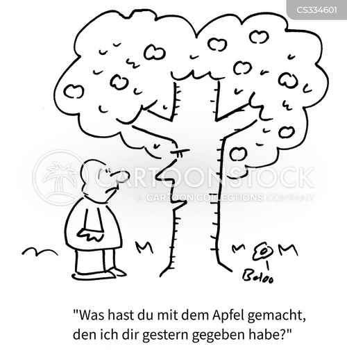Cartoons und Karikaturen mit Apfelbaum