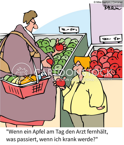 Cartoons und Karikaturen mit Apfel