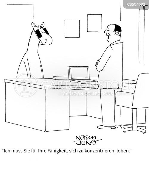 Cartoons und Karikaturen mit Pferdescheuklappen