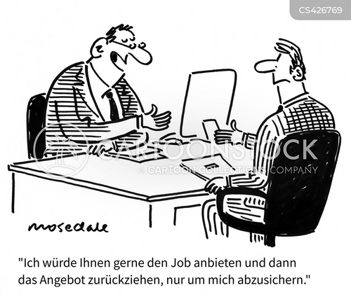 Cartoons und Karikaturen mit Arbeitsvertragsangebot