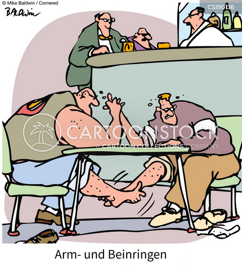 Cartoons und Karikaturen mit Armwrestling-wettbewerbe