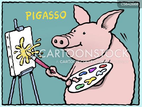 Pig Painter Cartoons and Comics - funny pictures from CartoonStock