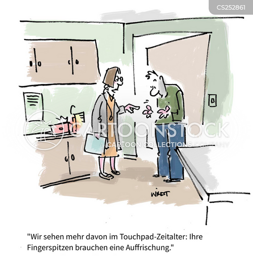Cartoons und Karikaturen mit Touchpads
