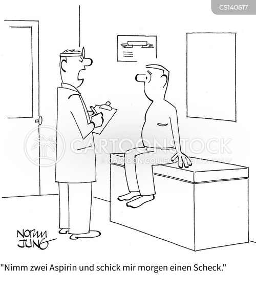 Cartoons und Karikaturen mit Atropin-tablette