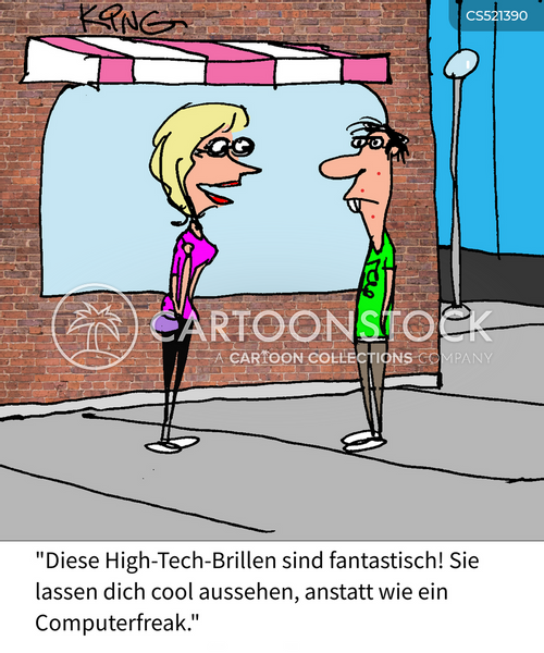 Cartoons und Karikaturen mit High-tech-brillen