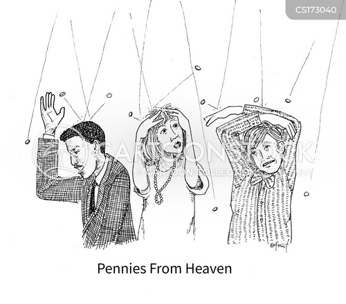 Cartoons und Karikaturen mit Pennies Vom Himmel
