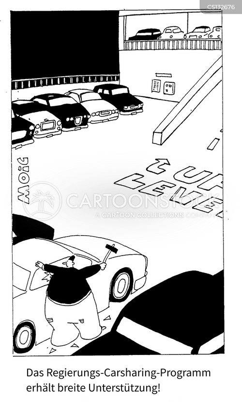 Cartoons und Karikaturen mit Car-sharing