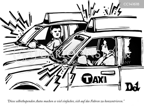 Cartoons und Karikaturen mit Autonome Fahrzeuge