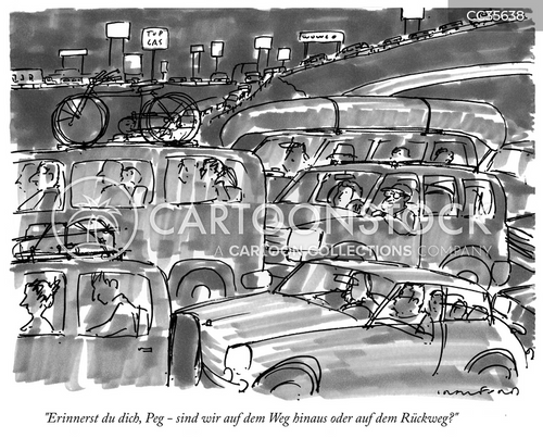 Cartoons und Karikaturen mit Autobahntunnel