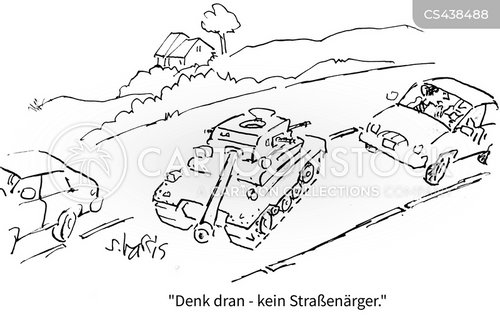 Cartoons und Karikaturen mit Panzerfahrer