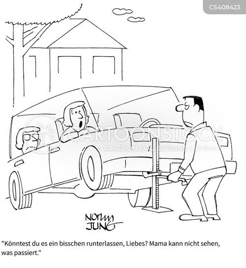 Cartoons und Karikaturen mit Reifenwechsel