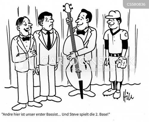 Cartoons und Karikaturen mit Bassist