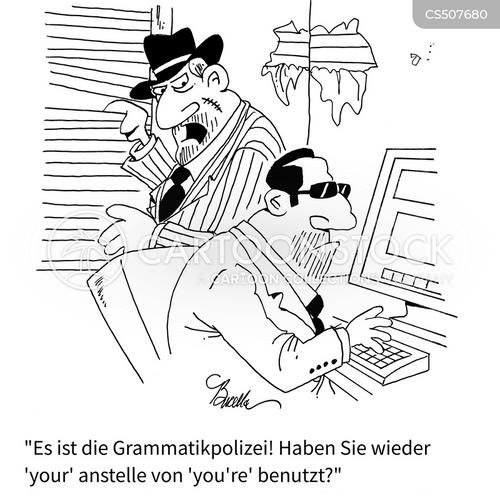 Cartoons und Karikaturen mit Grammatik