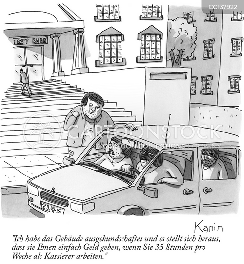Cartoons und Karikaturen mit Bankraub