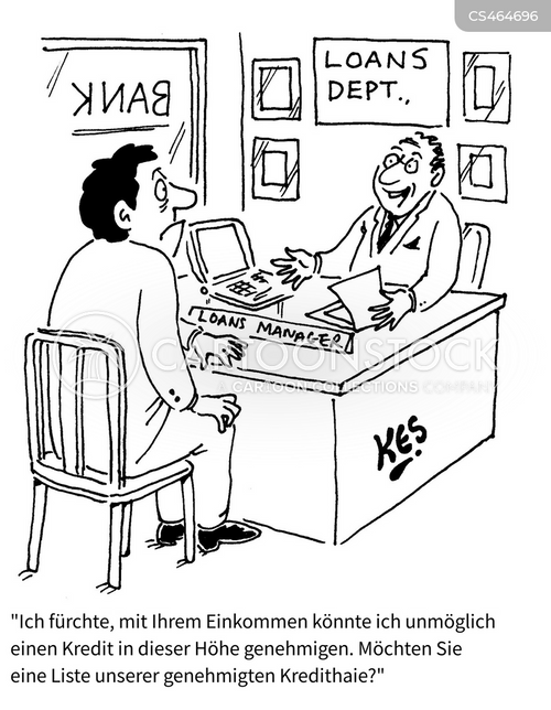 Cartoons und Karikaturen mit Darlehensgenehmigung