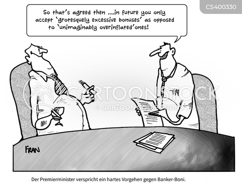 Cartoons und Karikaturen mit Bankboni