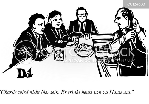 Cartoons und Karikaturen mit Drinks Nach Der Arbeit