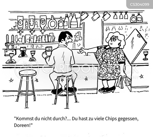 Cartoons und Karikaturen mit Barpersonal