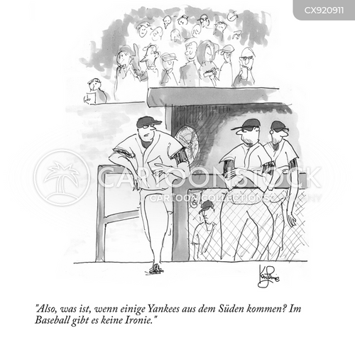 Cartoons und Karikaturen mit Baseballmannschaften