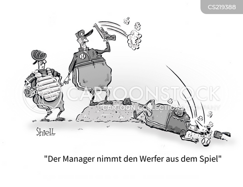Cartoons und Karikaturen mit Baseball-manager