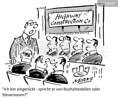 Cartoons und Karikaturen mit Autobahnbau