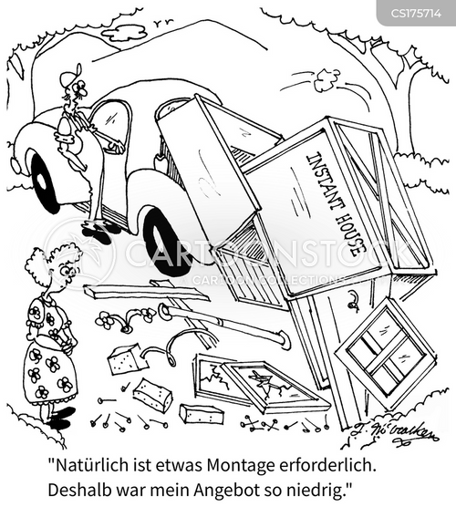 Cartoons und Karikaturen mit Hausbau