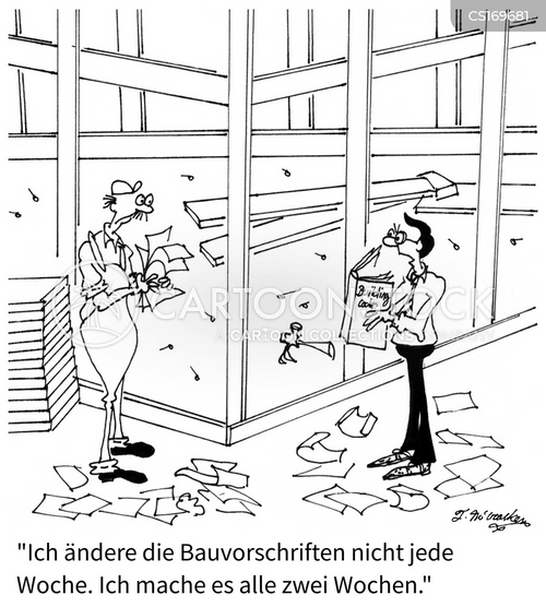 Cartoons und Karikaturen mit Aktuelle Bauvorschriften
