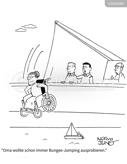 Cartoons und Karikaturen mit Bungy-sprung