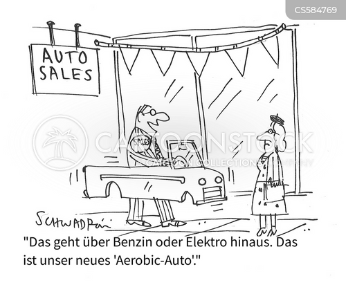 Cartoons und Karikaturen mit E-auto