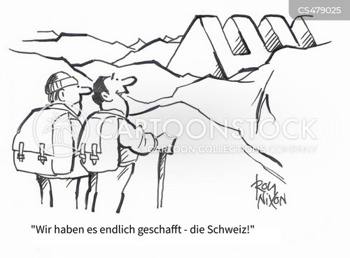 Cartoons und Karikaturen mit Alpen