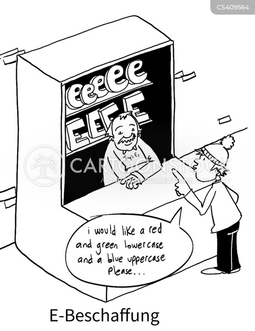 Cartoons und Karikaturen mit E-beschaffung
