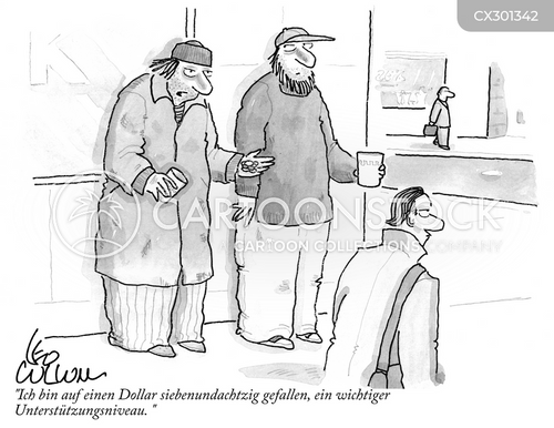 Cartoons und Karikaturen mit Obdachlose