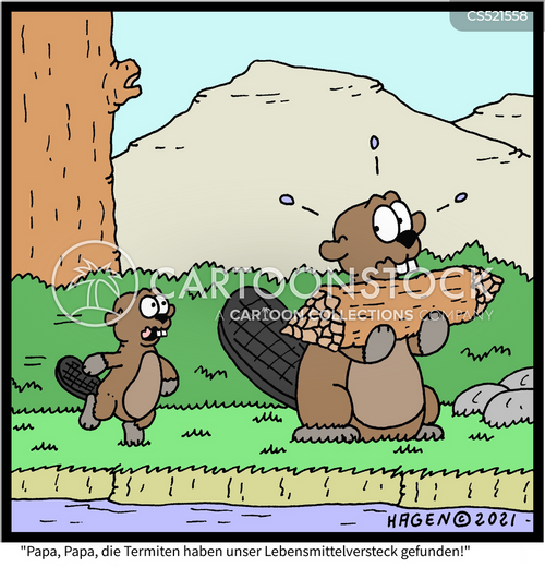 Cartoons und Karikaturen mit Biberfamilie