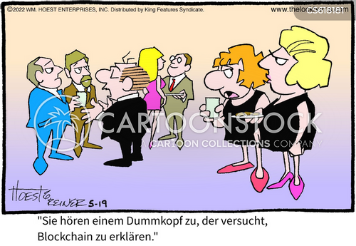 Cartoons und Karikaturen mit Blockchain-mansplaining
