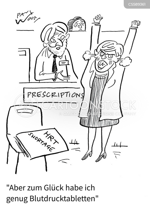 Cartoons und Karikaturen mit Tabletten