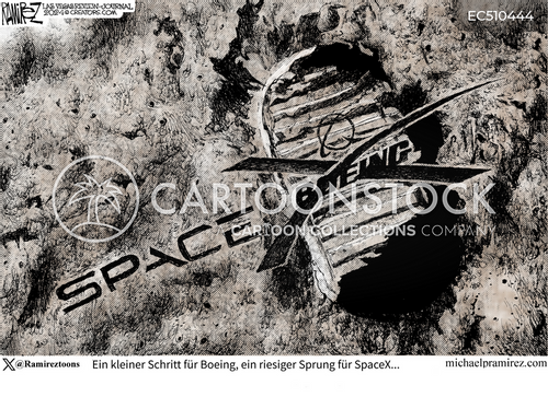 Cartoons und Karikaturen mit Boeing Starliner